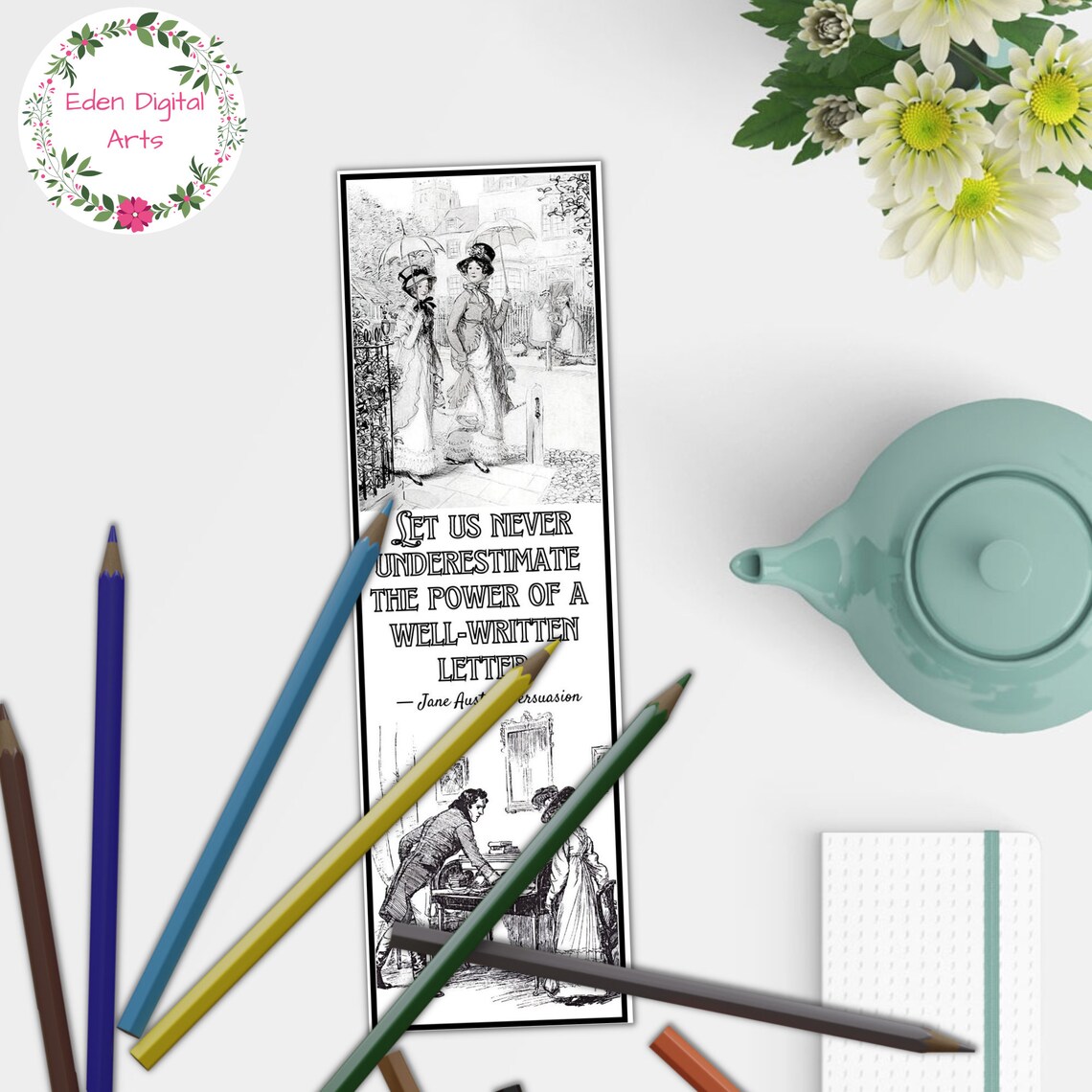 Persuasion Quotes by Jane Austen Coloring Bookmarks Literary - Etsy