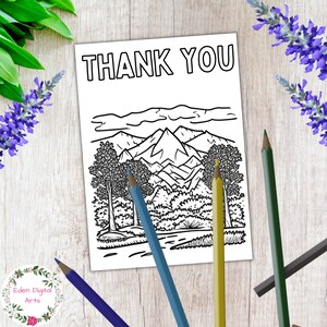 Thank You Coloring Cards for Any Occasion, Floral Color Your Own DIY ...