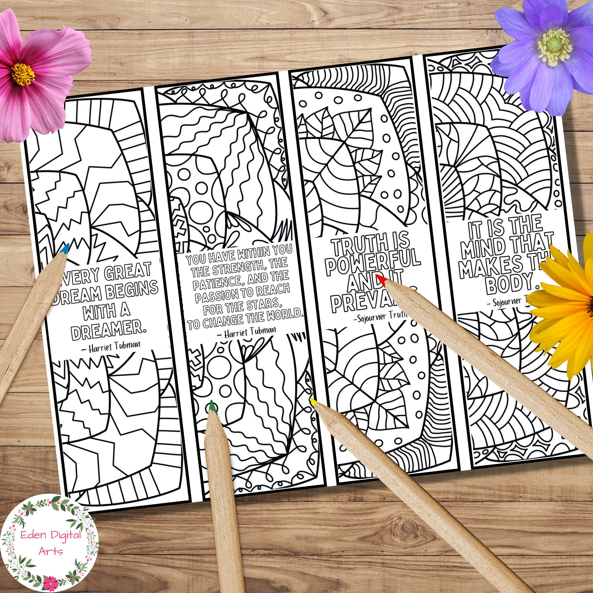 Harriet Tubman Quotes Coloring Bookmarks Inspirational Black - Etsy