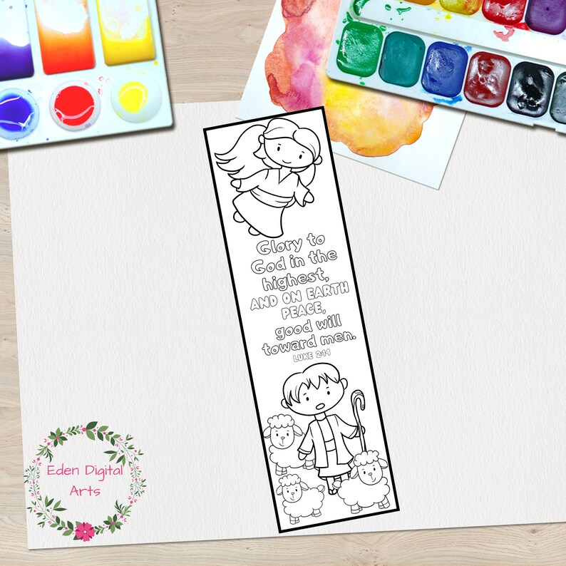 Christmas Bible Verse Nativity Coloring Bookmarks for Kids - Etsy