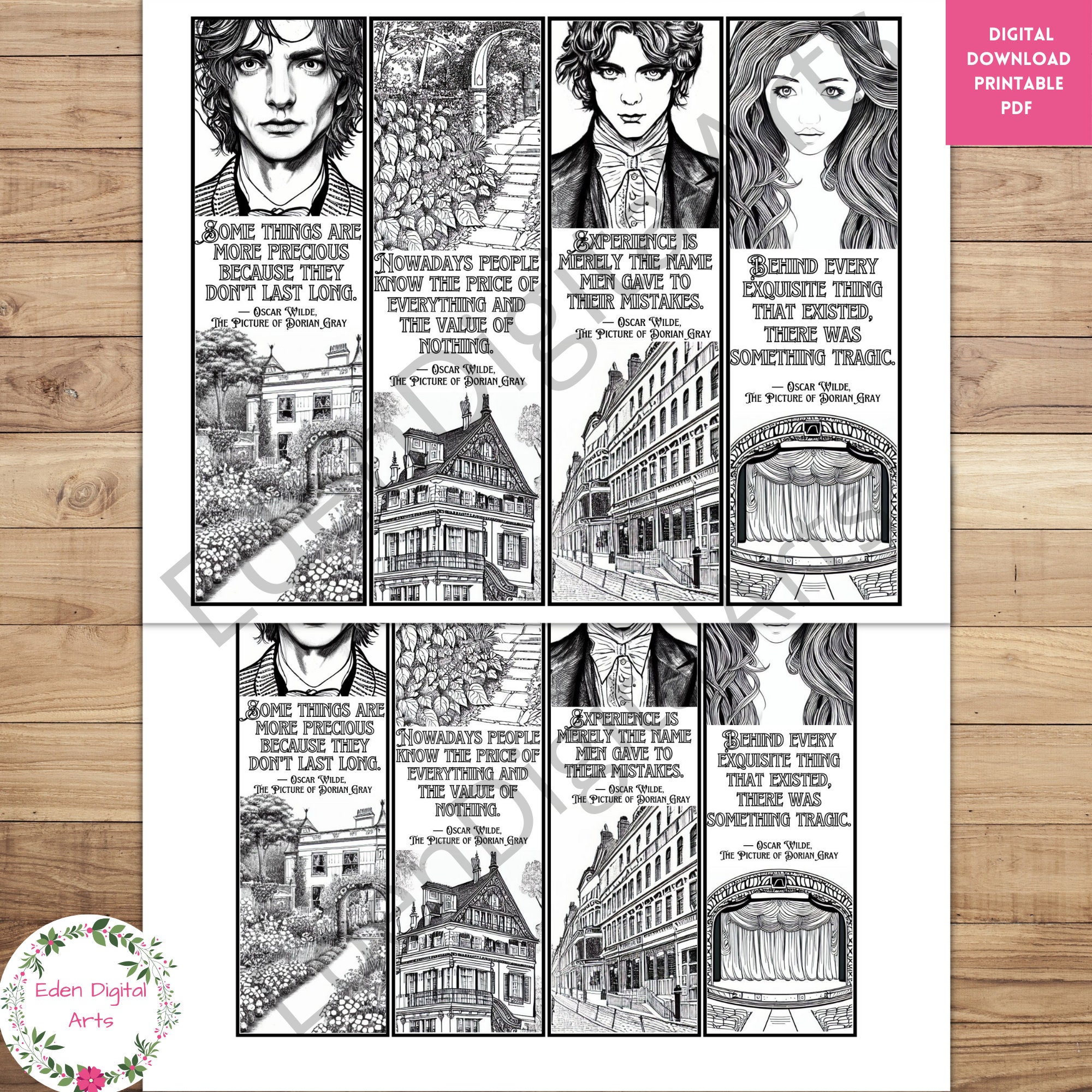 Picture of Dorian Gray Coloring Bookmarks Oscar Wilde Quotes Book Club ...