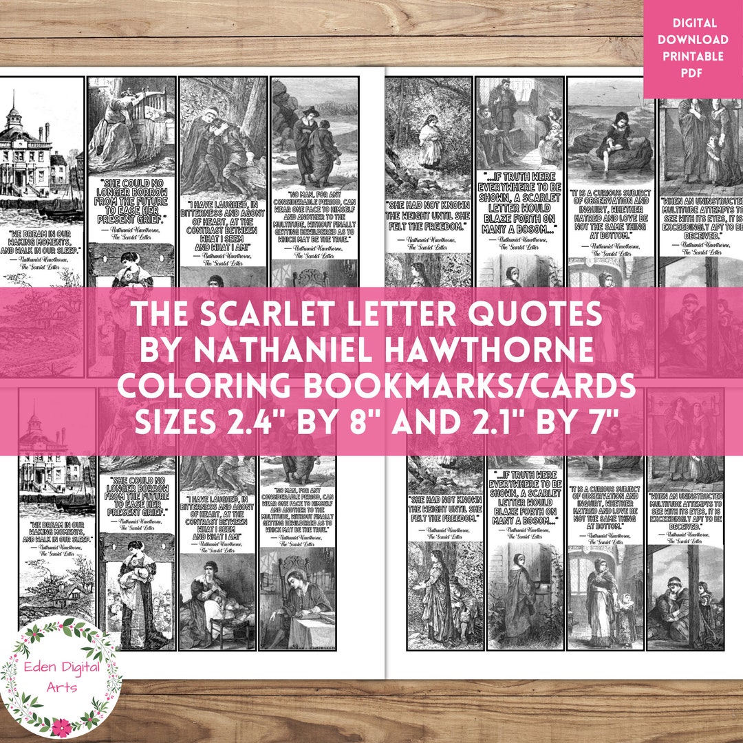 The Scarlet Letter Quotes by N Hawthorne Coloring Bookmarks, Literary ...