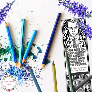 Great Gatsby F S Fitzgerald Quotes Coloring Bookmarks Book Club ...