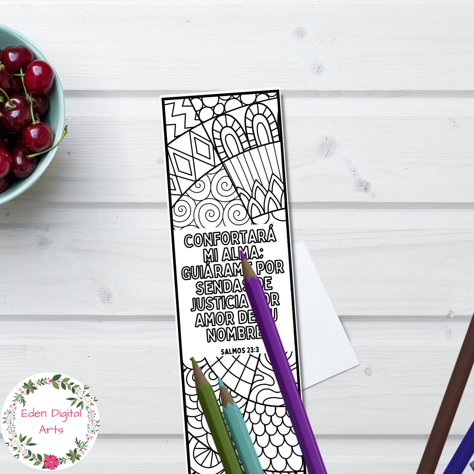 Spanish Psalm 23 Bible Verses Coloring Bookmarks En Espanol, Doodle ...