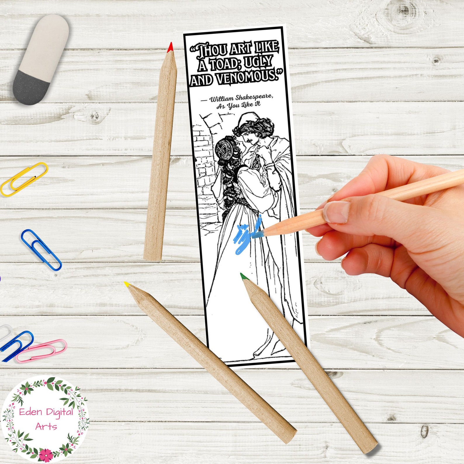 Funny Shakespearean Insults 8 Coloring Bookmarks Shakespeare Quotes ...
