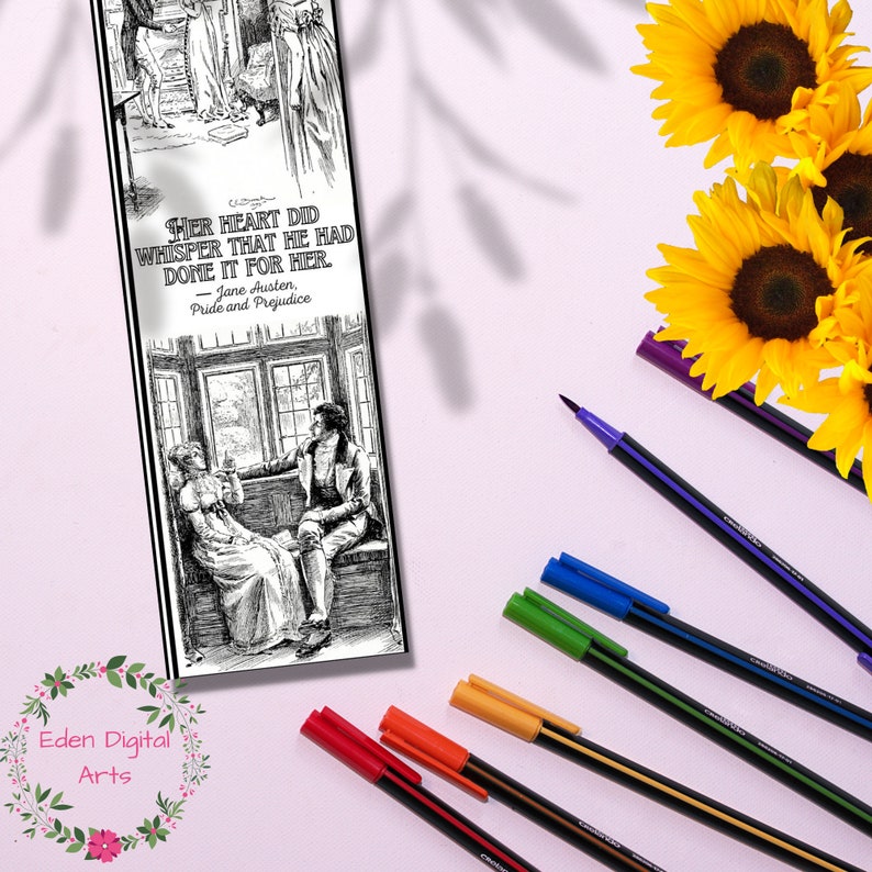 Pride and Prejudice Quotes by Jane Austen Coloring Bookmarks - Etsy