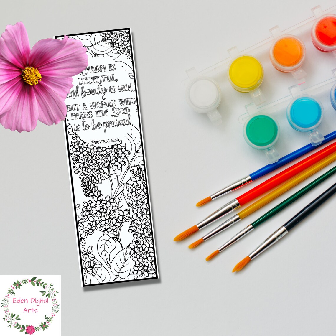 Proverbs 31 Coloring Bible Verse Bookmarks Cards, Scripture & Garden ...