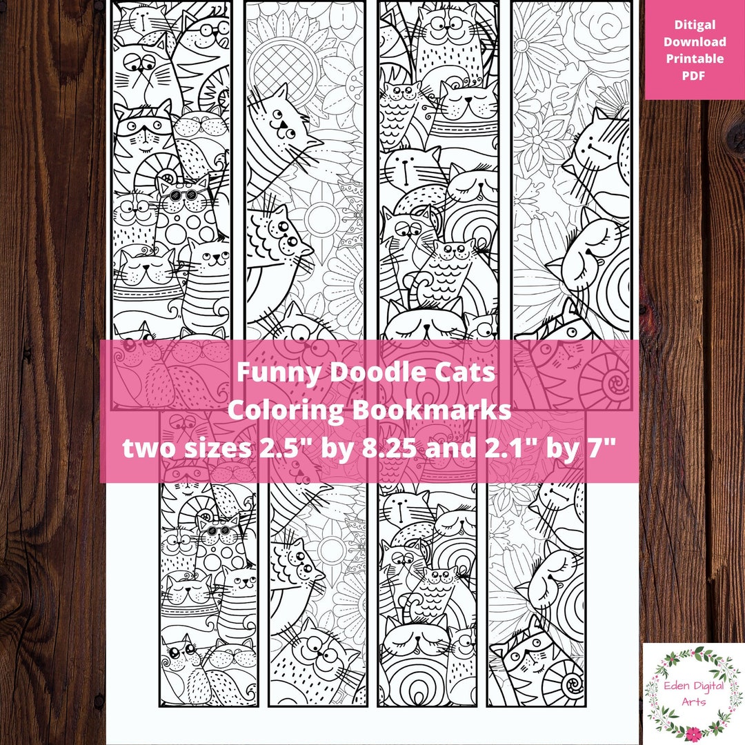 Zen Cats Cluster Coloring Bookmarks, Positive Relaxing Activity With ...