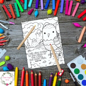 Psalms Bible Verses Doodle Coloring Pages With Cute Birds in the Garden ...