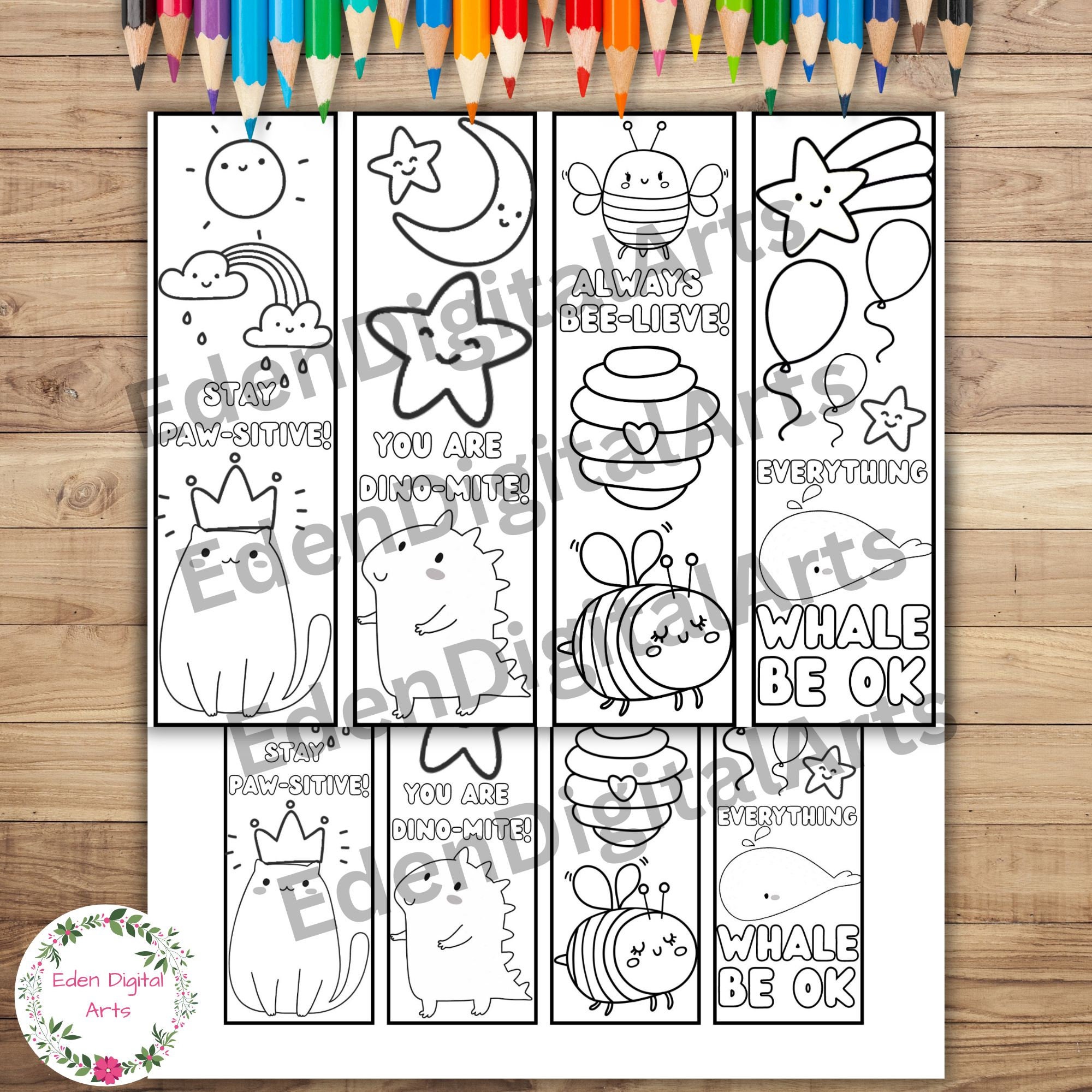 Coloring Bookmarks for Kids Encouraging Animal Puns Cute Random Acts of ...