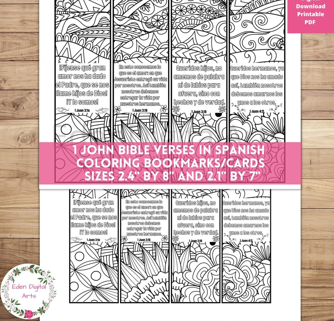 Spanish Bible Verse Coloring Bookmarks Christian Scripture Doodle Cards ...