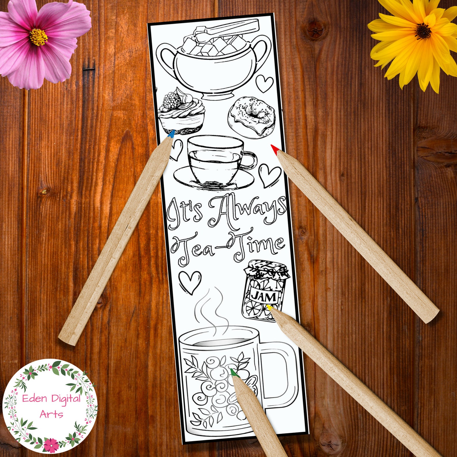 Tea Time Coloring Bookmarks Cards Alice's Adventures Tea | Etsy