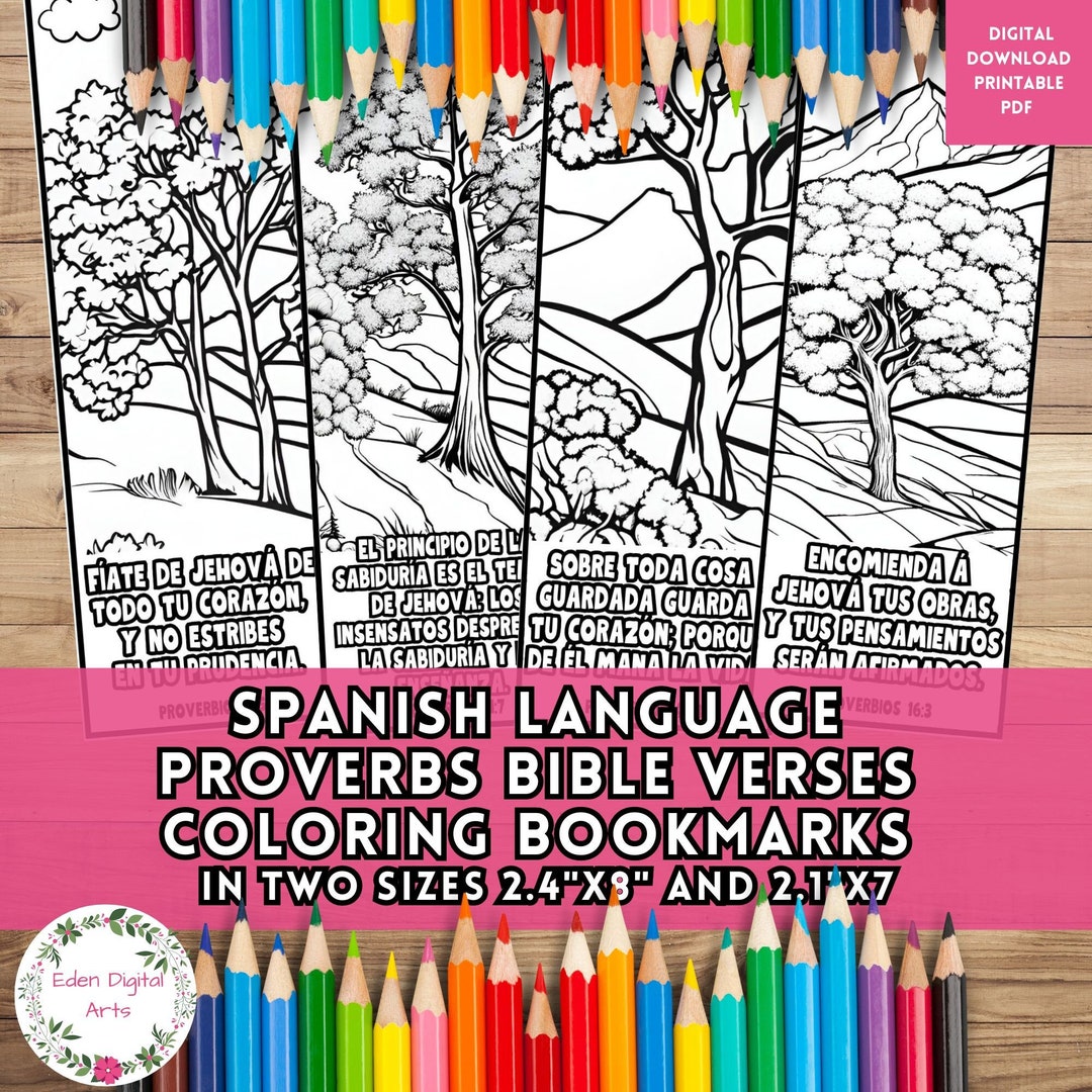 Spanish Bible Verses Proverbs Coloring Bookmarks Nature Trees Wisdom ...