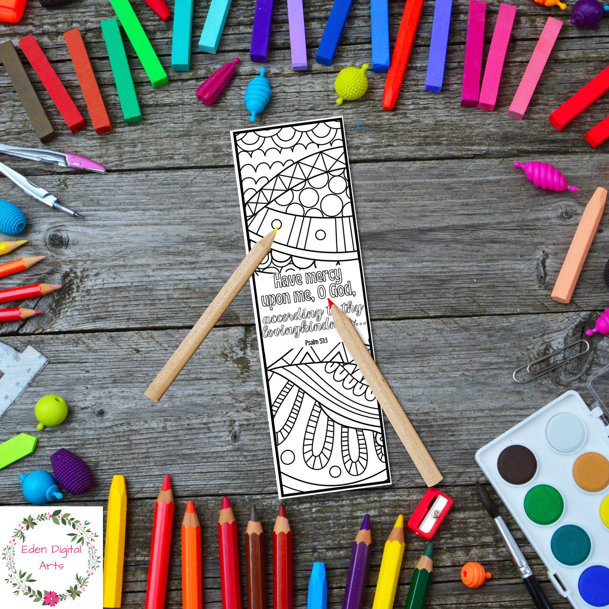 Psalm 51 Coloring Bible Verse Bookmarks KJV Scripture Prayer | Etsy