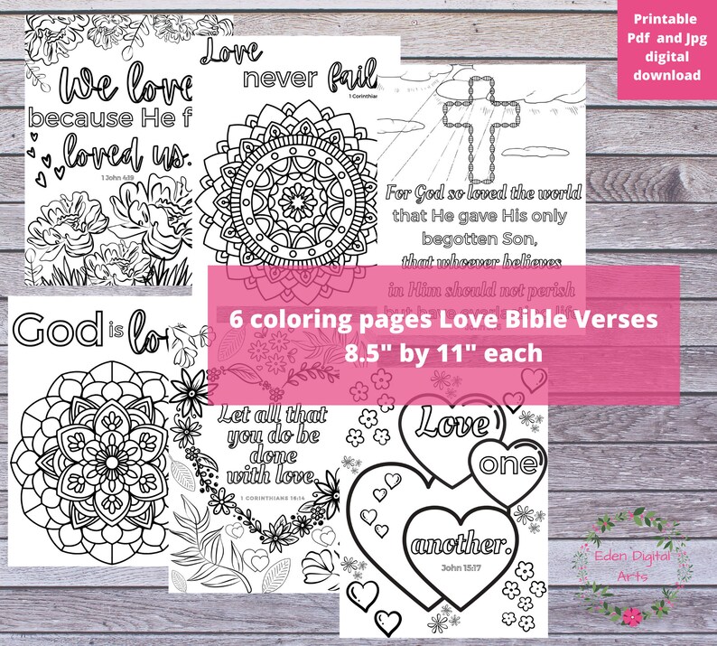 Love Bible Verses Printable Coloring Pages Color and Memorize - Etsy