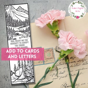 Serenity Prayer Coloring Bookmarks Relaxing Nature Mountains Classroom ...