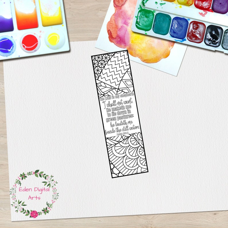 Psalm 23 Coloring Bible Verse Bookmarks KJV Scripture - Etsy