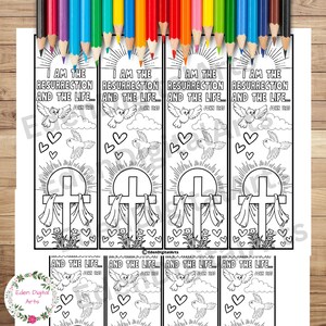 Color Your Bookmarks Easter Bible Verse for Kids, John 11:25 ...