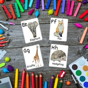 Watercolor Animal Alphabet Flashcards, Montessori Educational Printable ...