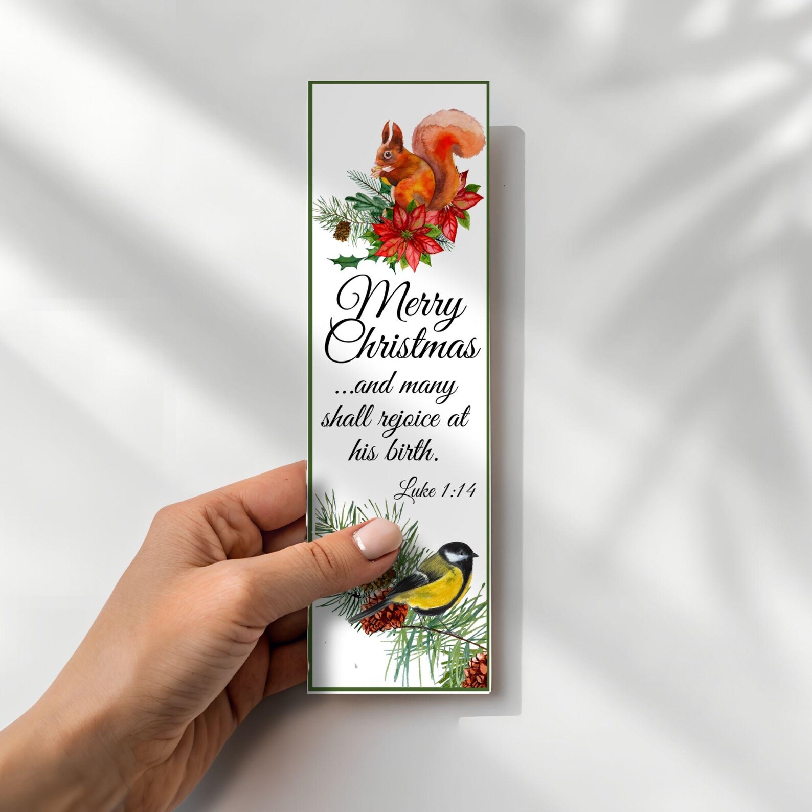 Christmas Bible Verse Bookmarks With Birds Printable Scripture Blessing ...