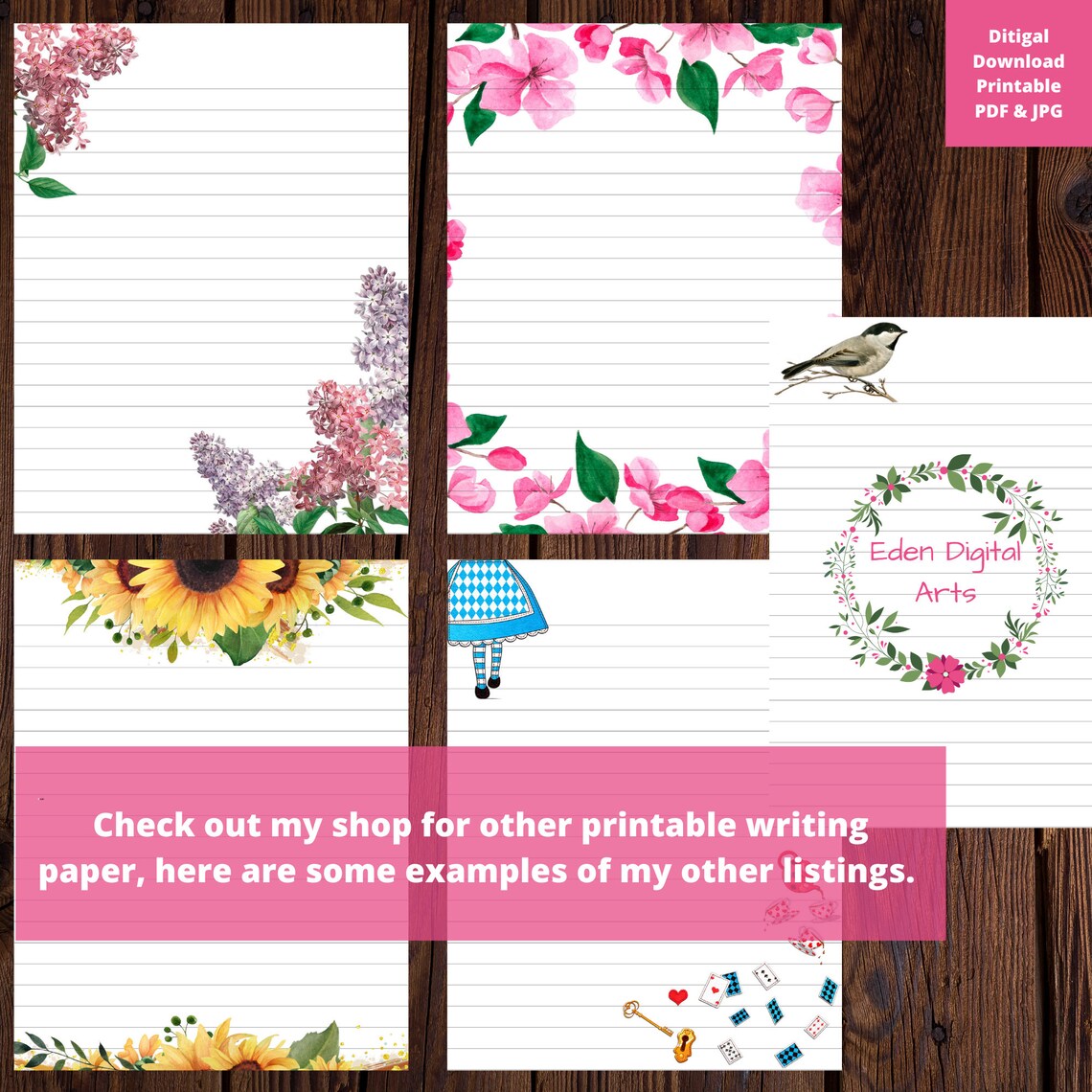 Backyard Birds Writing Paper Printable Stationery Lined and | Etsy