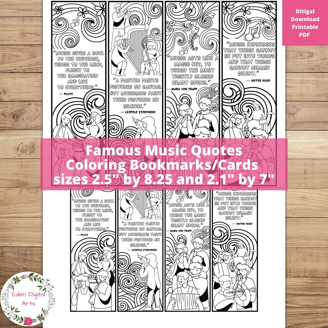 Famous Music Quotes Doodle Coloring Bookmarks Music Class - Etsy