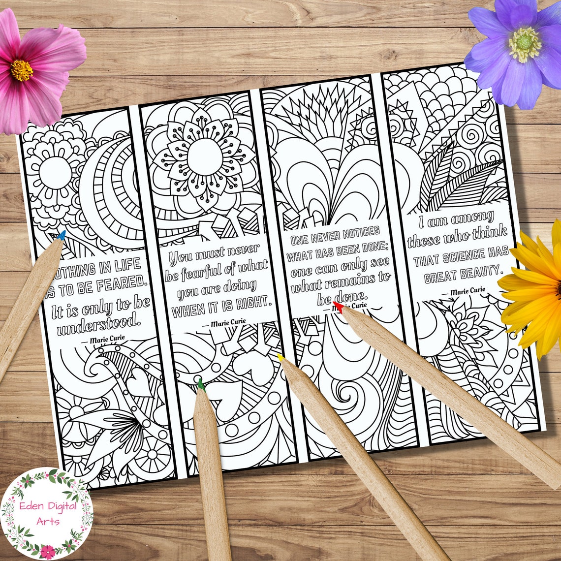 Marie Curie Quotes Coloring Bookmarks Women in Science Class - Etsy