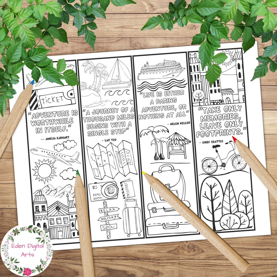 Travel Quotes Coloring Bookmarks for Kids and Adults - Etsy