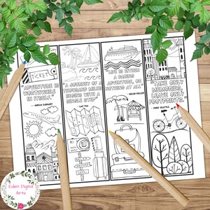 Travel Quotes Coloring Bookmarks for Kids and Adults, Adventure Road ...