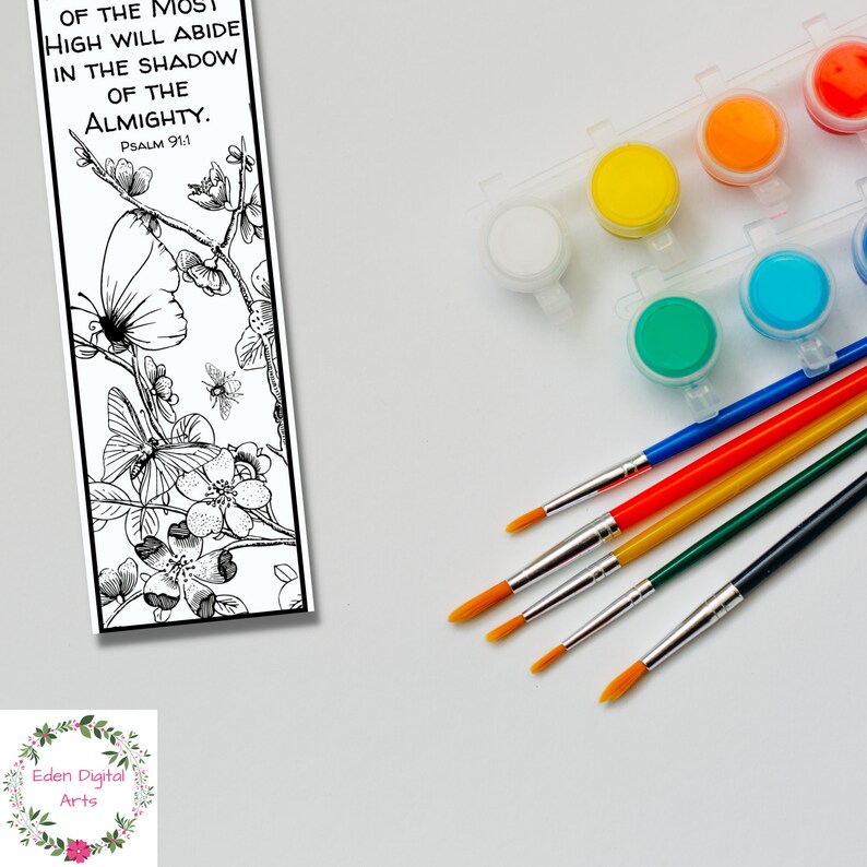 Psalm 91 ESV Bible Verse Coloring Bookmarks Birds Floral | Etsy