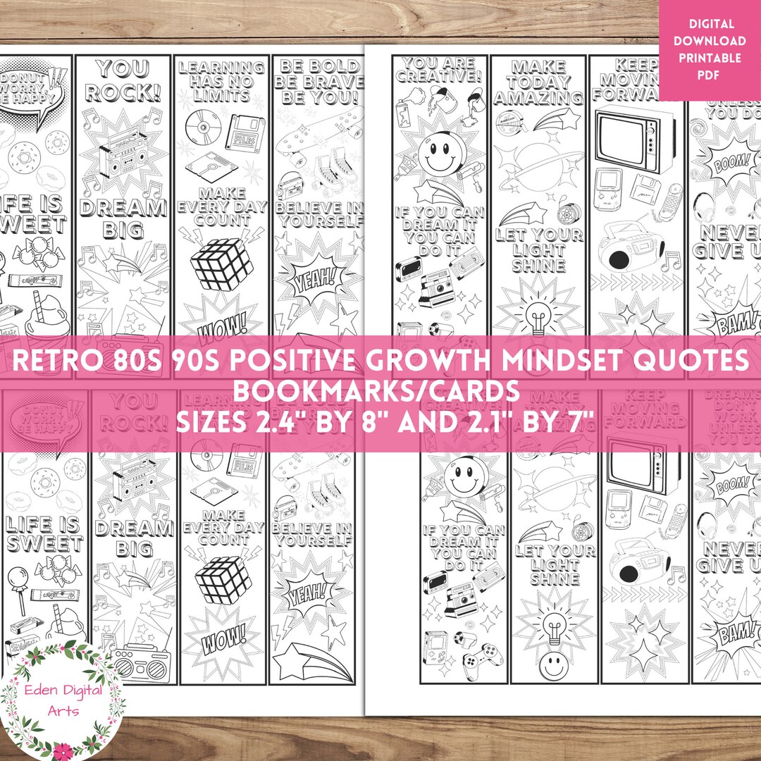 Retro 80s 90s Coloring Bookmarks Comics Pop Art Party Favors Classroom ...