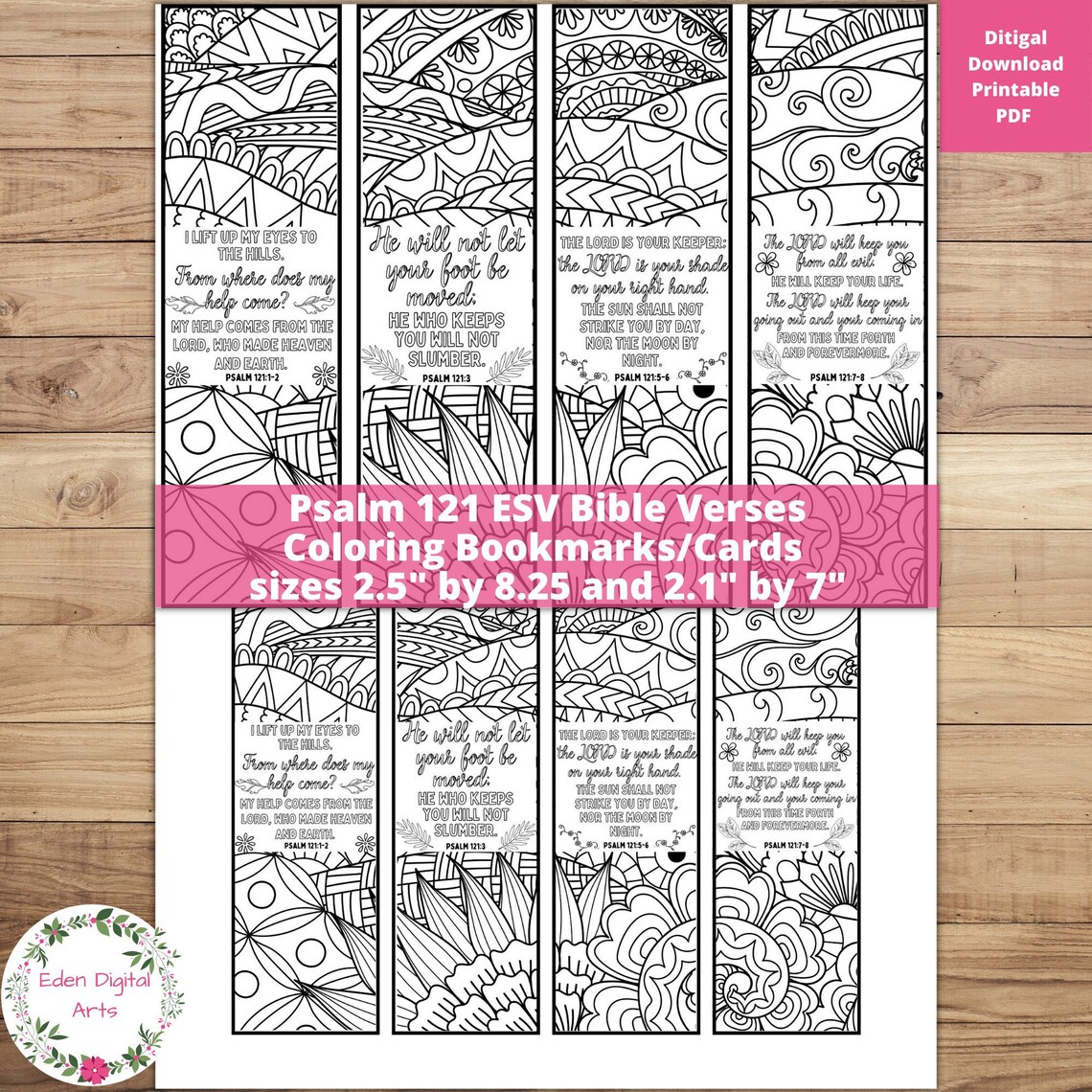 Psalm 121 Coloring Bible Verse Bookmarks ESV Scripture - Etsy