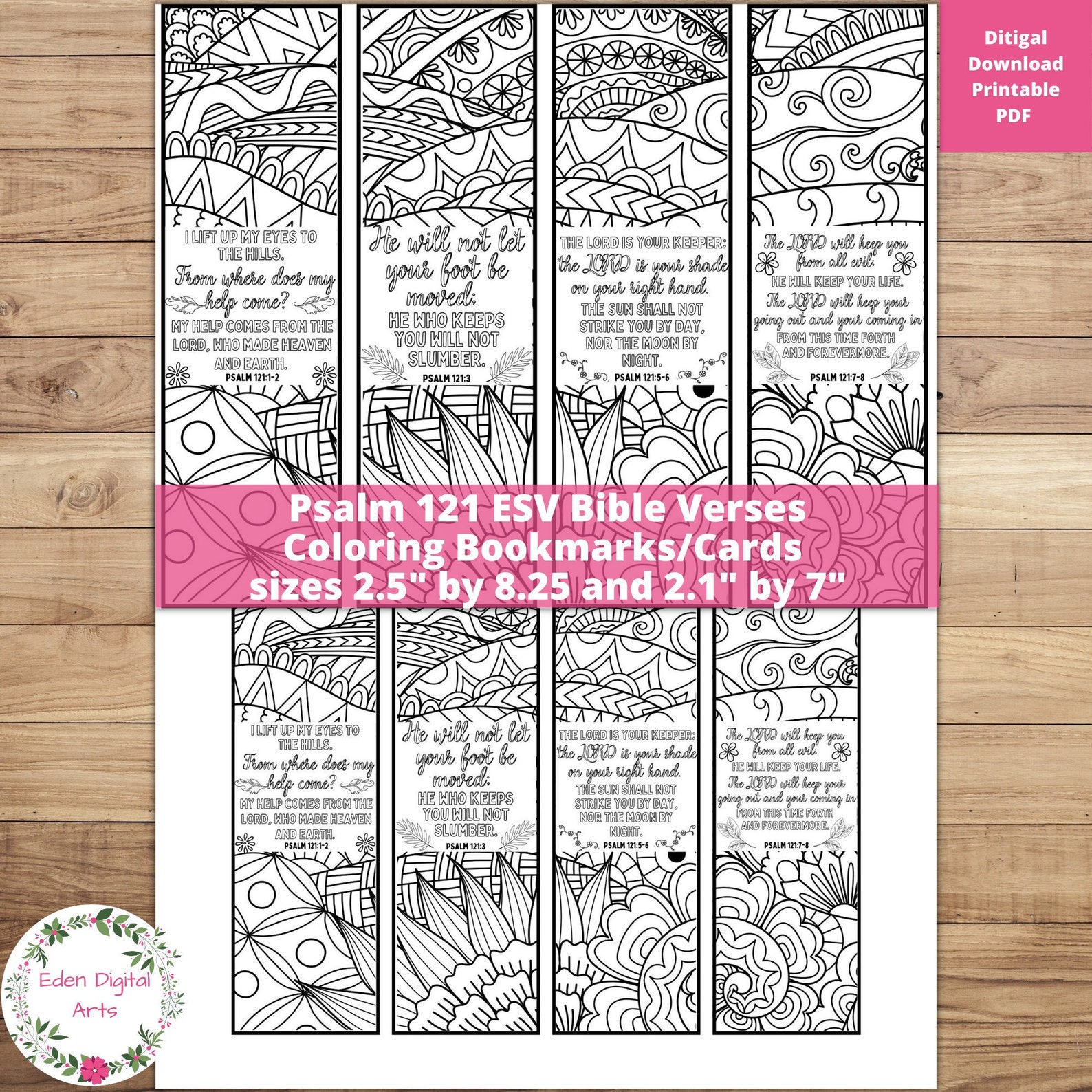 Psalm 121 Coloring Bible Verse Bookmarks ESV Scripture - Etsy