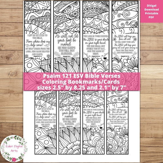 Psalm 121 Coloring Bible Verse Bookmarks ESV Scripture | Etsy Australia