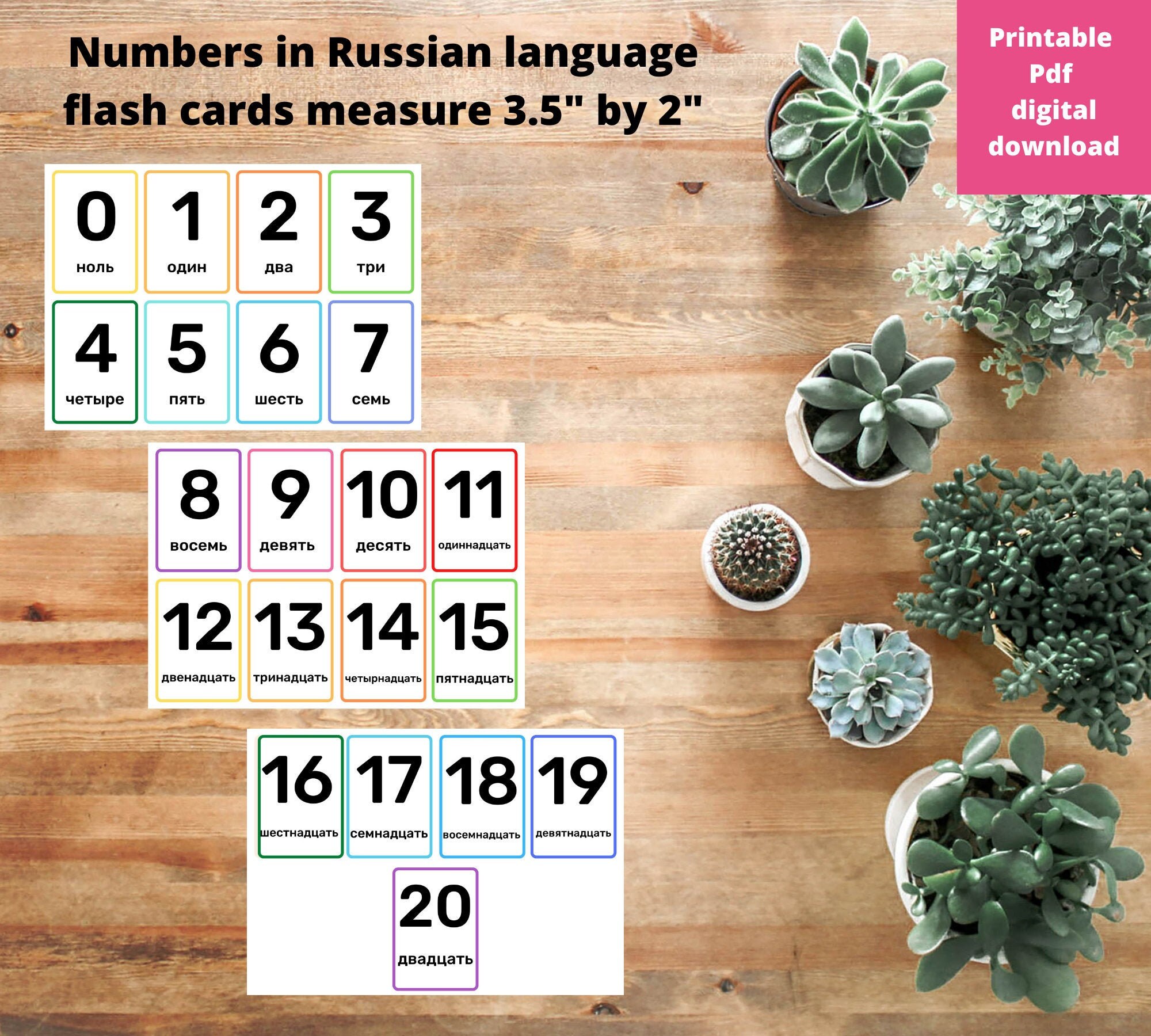 Russian Language Numbers Flash Cards Counting in Russian | Etsy