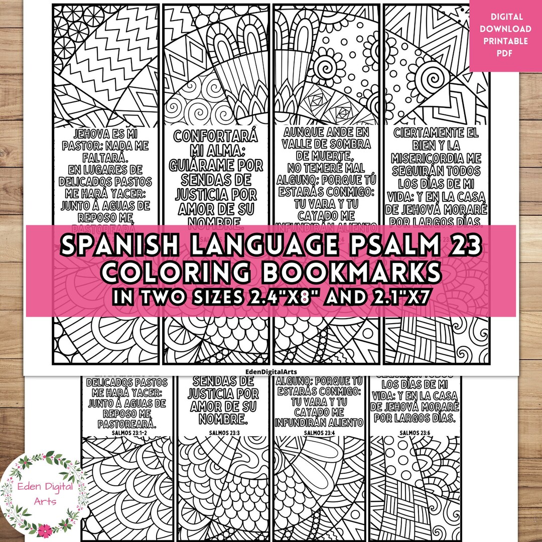 Spanish Psalm 23 Bible Verses Coloring Bookmarks En Espanol, Doodle ...