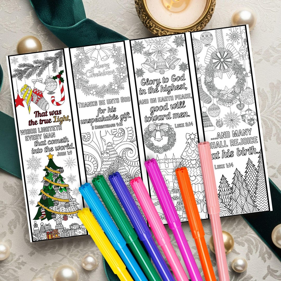 Christmas Bible Verse Coloring Bookmarks Christian Scripture Quotes ...