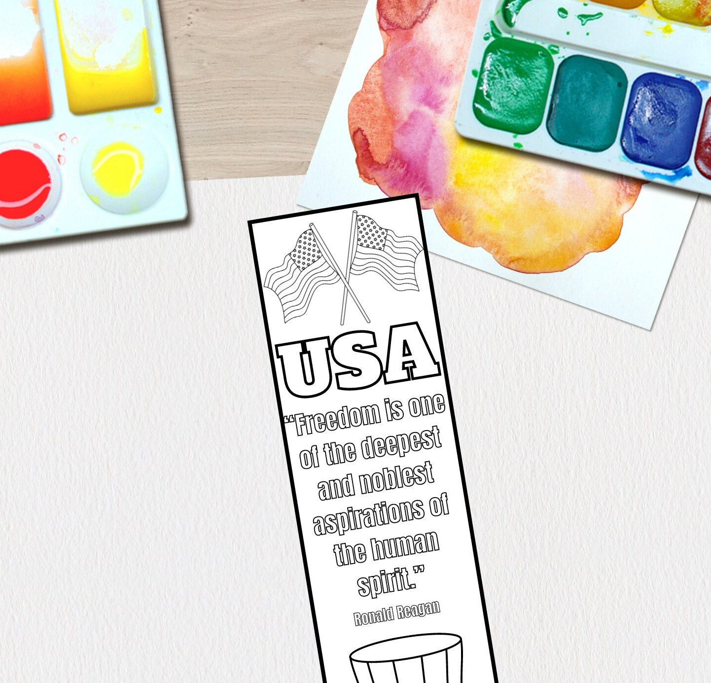 American Patriotic President Quotes Coloring Bookmarks USA Classroom ...
