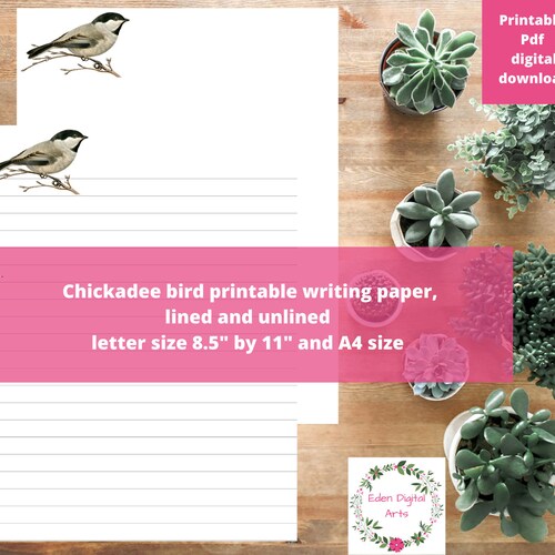 Backyard Birds Writing Paper Printable Stationery Lined and - Etsy