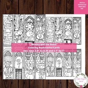 Beauty and the Beast Coloring Bookmarks for Kids Literary Book Club ...