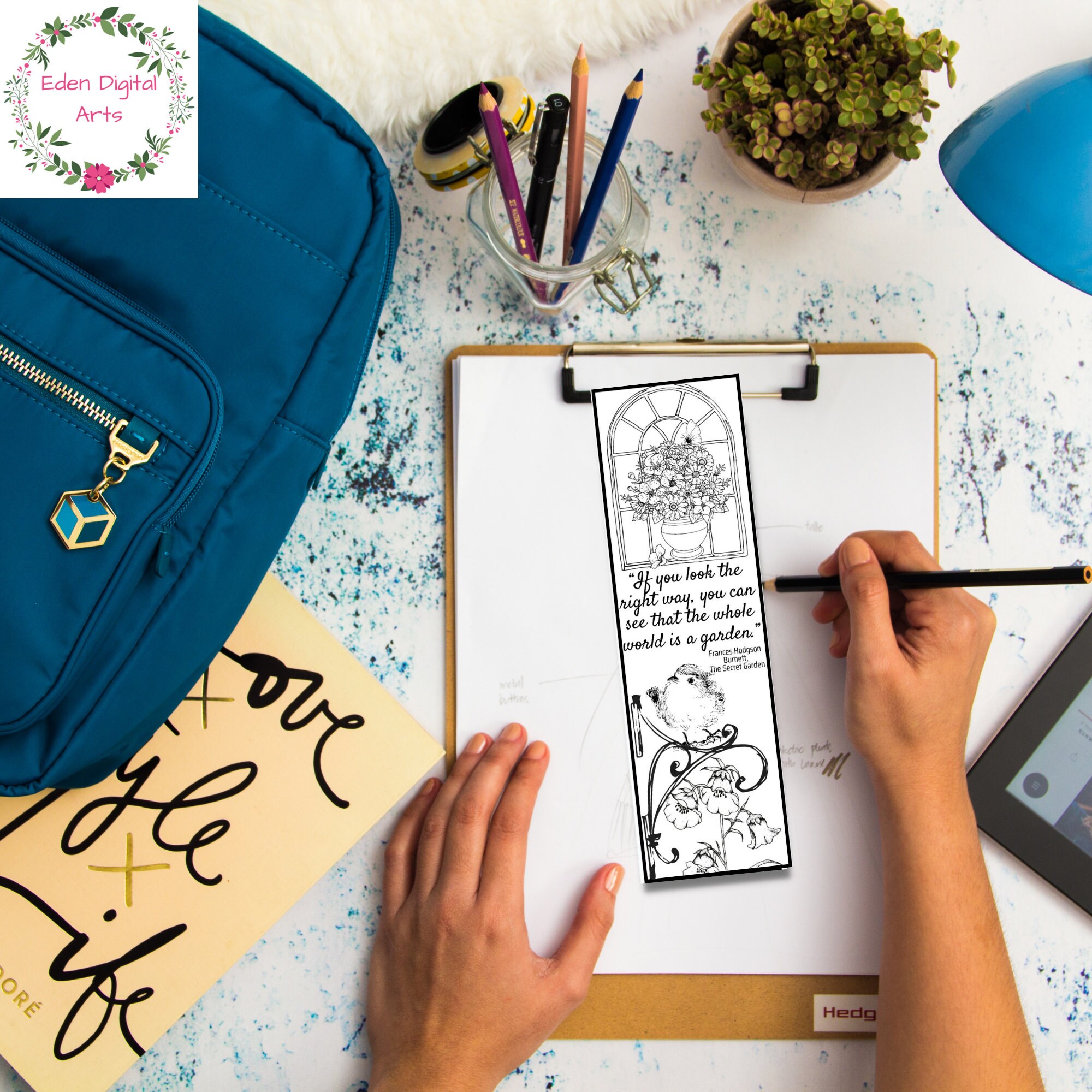 Secret Garden Quotes Coloring Bookmarks With Birds & Flowers - Etsy