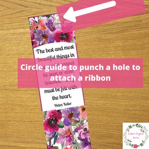 Helen Keller Inspirational Quotes Bookmarks PDF, Floral Encouraging ...