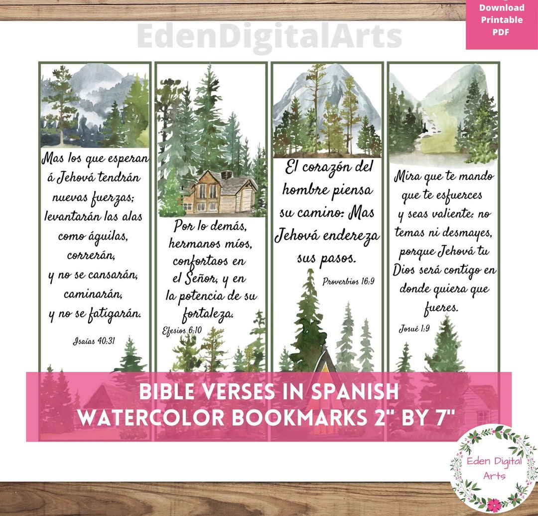 Spanish Bible Verse Bookmarks for Men or Women Christian Gift Tags ...
