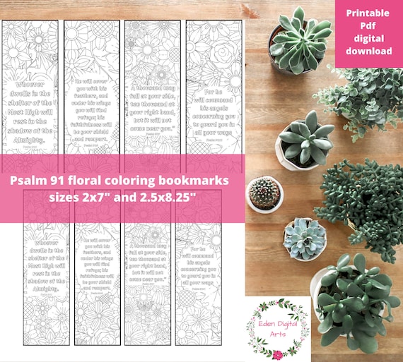 Psalm 91 Coloring Bible Verse Bookmarks Printable Floral - Etsy
