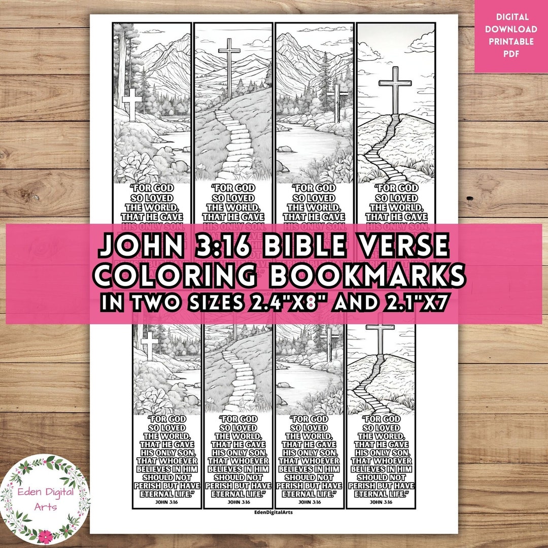 John 3 16 Bible Verse Coloring Bookmarks Nature Landscapes Scripture ...