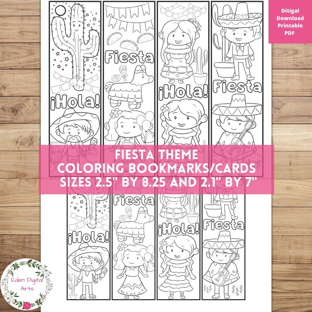 Fiesta Party Coloring Bookmarks, Hispanic Heritage Mexico Culture ...
