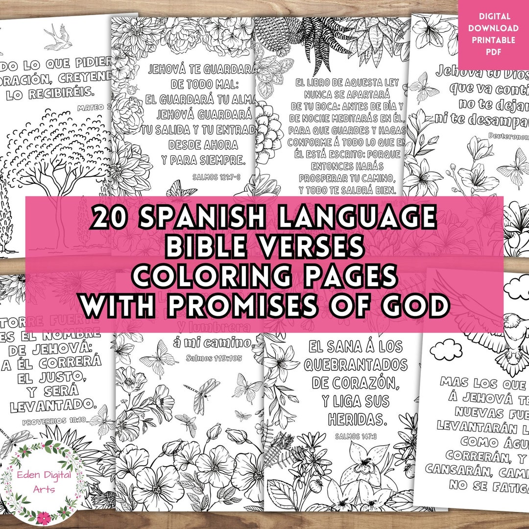 Spanish Language 20 Promises of God Bible Verse Coloring Pages, Espanol ...