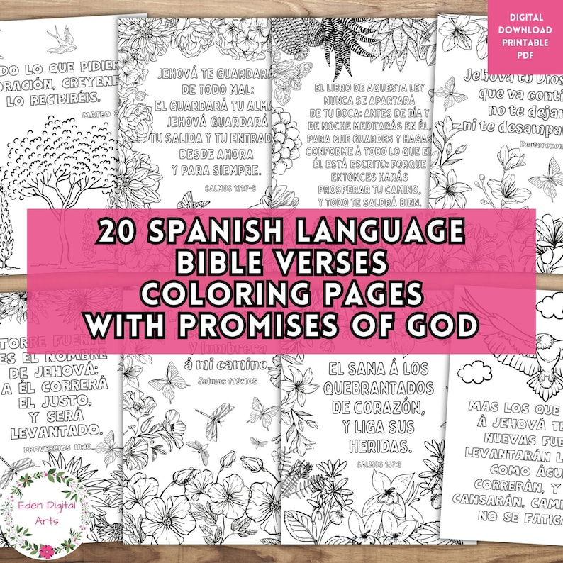 Spanish Language 20 Promises of God Bible Verse Coloring Pages, Espanol ...