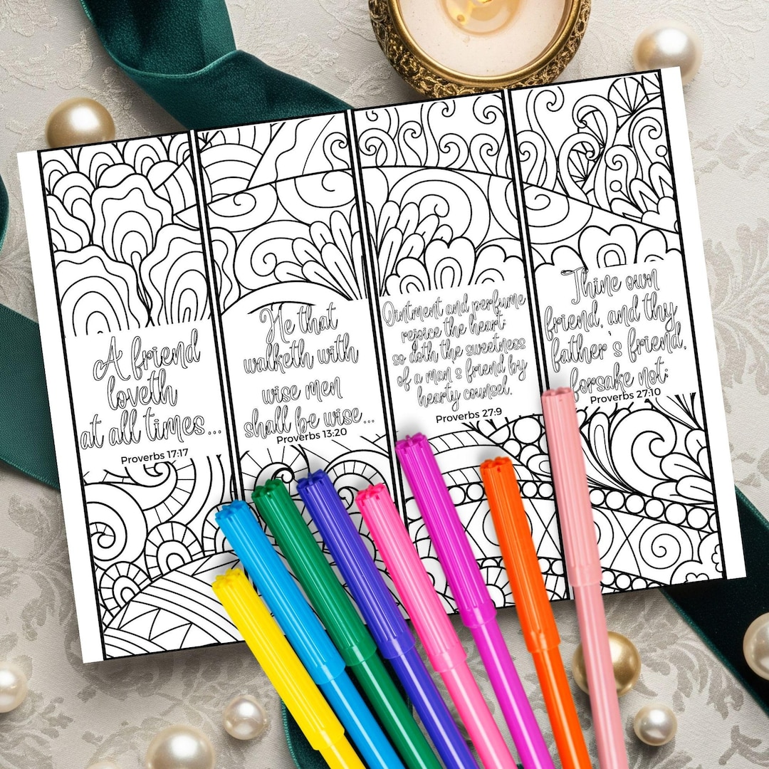 Friendship Proverbs Bible Coloring Bookmarks KJV Scripture Christian ...