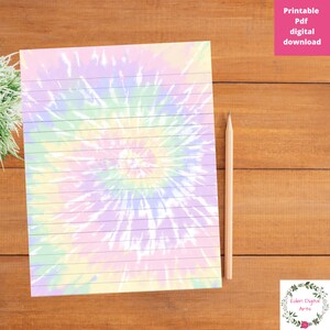 Rainbow Tie Dye Writing Paper Printable Stationary Lined and | Etsy